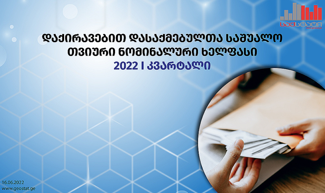 2022 წლის I კვარტლის მდგომარეობით საქართველოში საშუალო ხელფასი 1 446